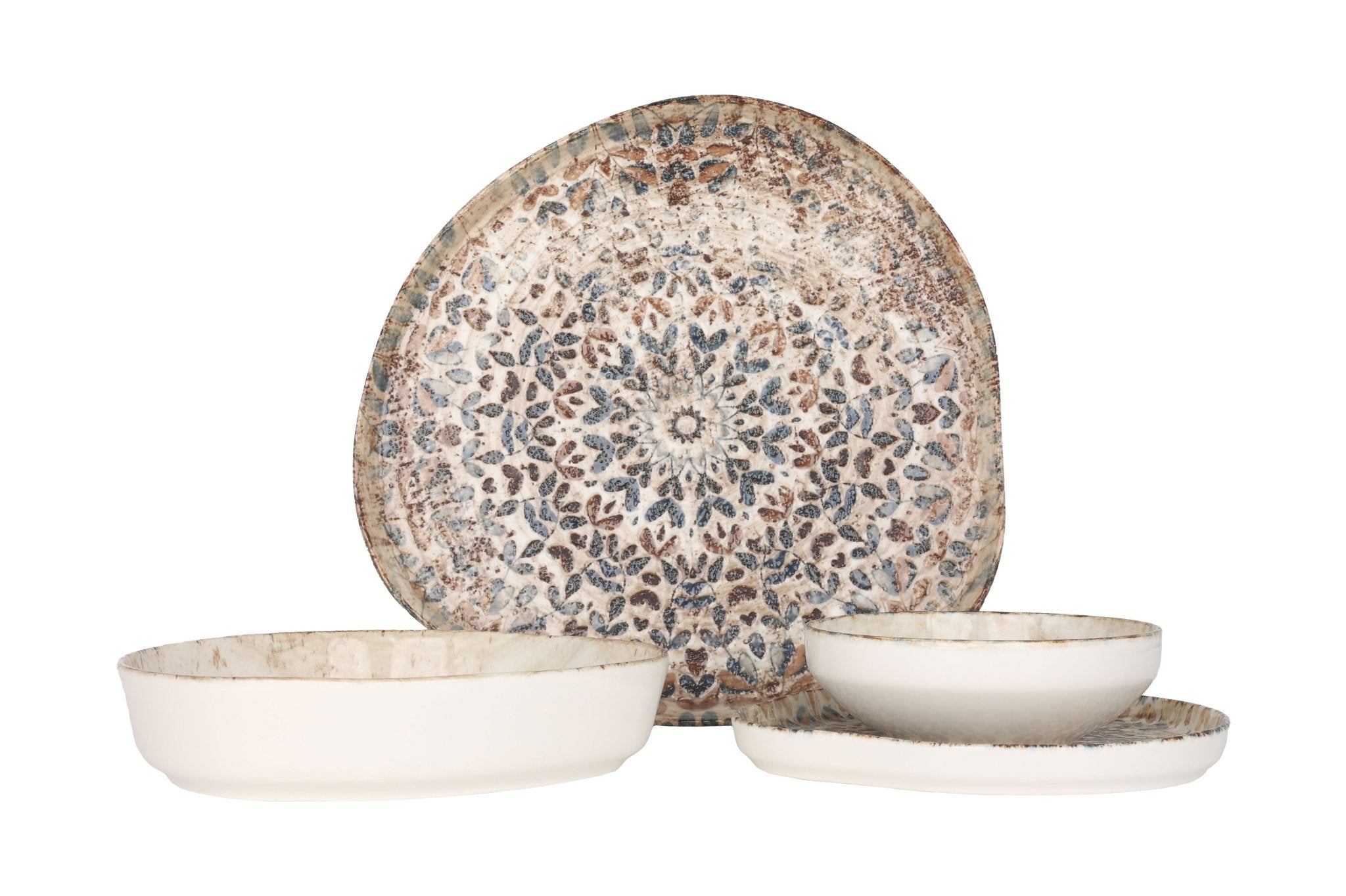 Rinart Aztec oval dinnerware Set - 24 pieces - 6 persons - Chaplinhome ...