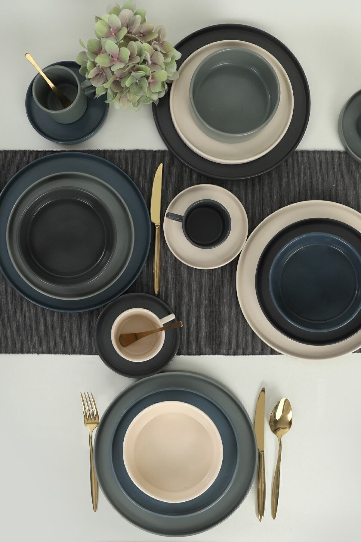 Keramika River Stackable 20-Piece Multicolour Dinner Set | Stoneware ...
