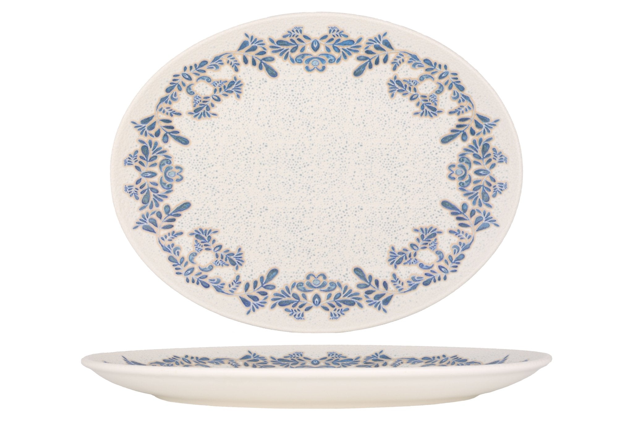 Rinart Valeria Oval Porcelain Plate 31 cm – Blue & White – Chaplin Home